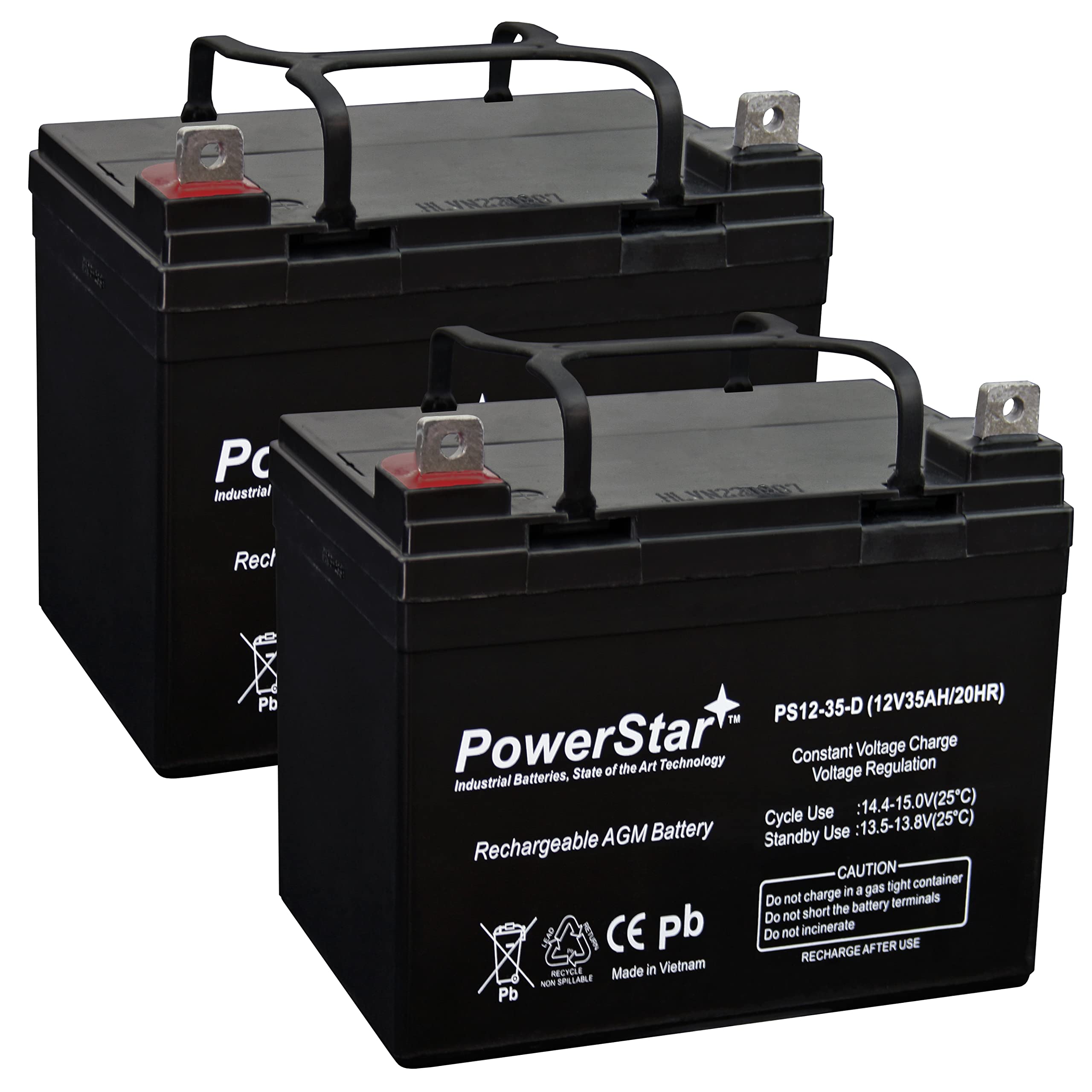 2 Pack - 12V 35Ah U1 Invacare Pronto M50, M51, M61, M71, Booster Battery