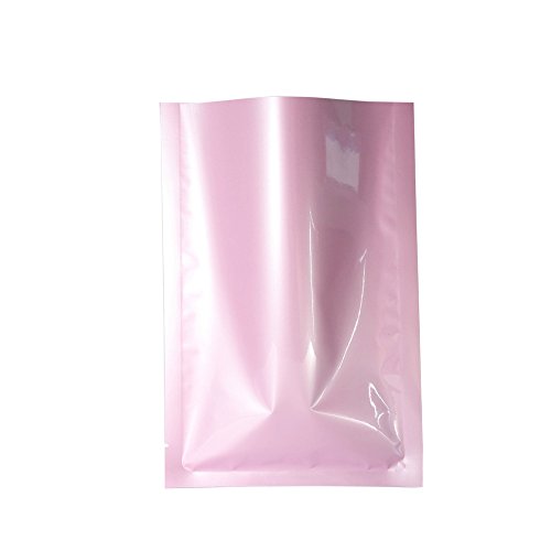 100PCS Glossy Light Pink Metallic Mylar Foil Open Top Sample Bags 5x8cm (1.9x3.1")