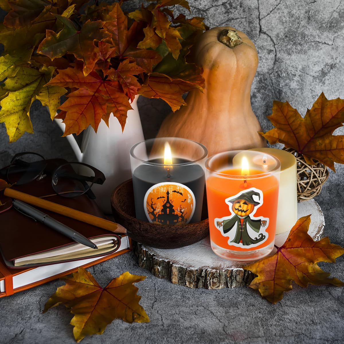 10 Orange and 10 Black Votive Candles, Unscented Soy Wax Candle Filled in Clear Glass for Halloween Fall Home Décor and DIY
