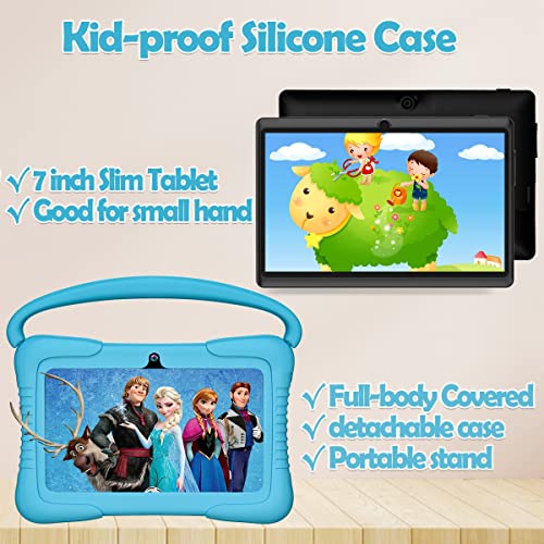 2023 Newest Kids Tablet, 7 Inch Tablet for Kids, 2GB 32GB(Support 128GB Expand), Parental Control Android 11.0, WiFi Bluetooth Dual Camera, YouTube, Netflix, Disney Plus, Case with Stand(Blue)
