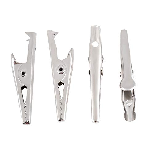100PCS 1.37IN / 35mm Metal Alligator Clips, Crocodile Clamps Silver Tone Nickel Plated Spring Clamps Test Line Crocodile Clips for Laboratory Electric Testing Work and Cable Lead Clip