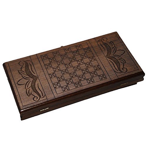 19.3 inhes Unique Wooden Backgammon Set Premium High Detail Wooden Carved Board Game