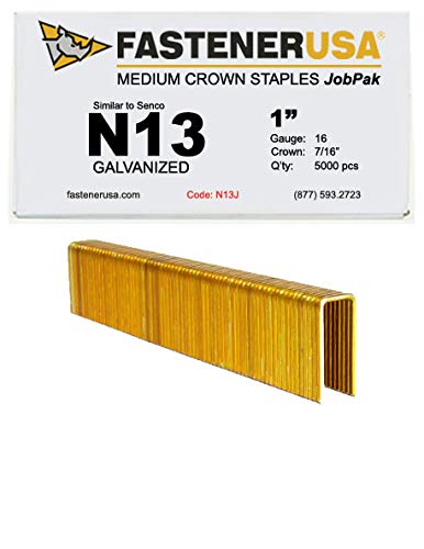 1" Leg x 7/16" Crown 16GA GALV N13 Staples 5,000ct | N13J