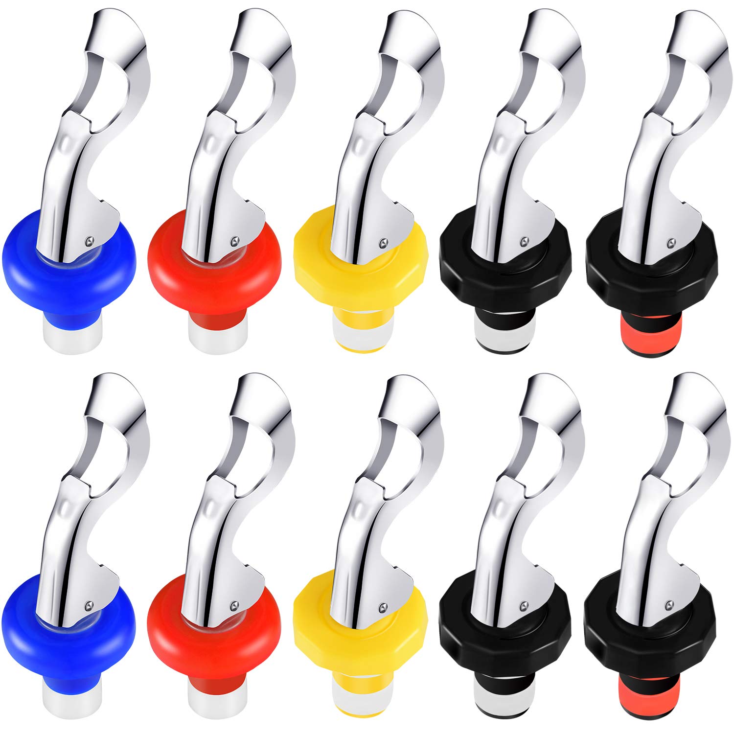 10 Pieces Silicone Wine Stoppers Expanding Manual Beverage Bottle Plug Reusable Leakproof Wine Bottle Airtight Seal Cork