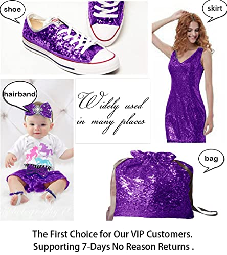 3 Feet 1 Yards Sequin Fabric, by The Yard, Sequin Fabric, Tablecloth, Linen, Sequin Tablecloth, Table Runner Photo Booth Backdrop,Ready to Ship!! (Purple)