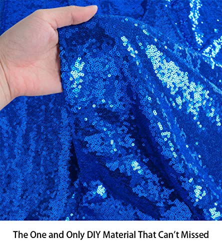 3 Feet 1 Yards Royal Blue Sequin Fabric, by The Yard, Blue Sequin Fabric, Tablecloth, Linen, Sequin Tablecloth, Table Runner (Royal Blue)
