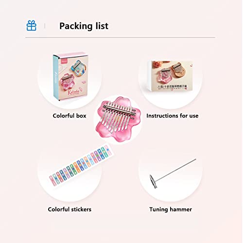 10 Keys Finger Piano Mini Kalimba Thumb Piano Acrylic Material Cute Bear Cherry Shape Mini Musical Instrument Portable Suitable for Beginners (Cherry blossom deer)