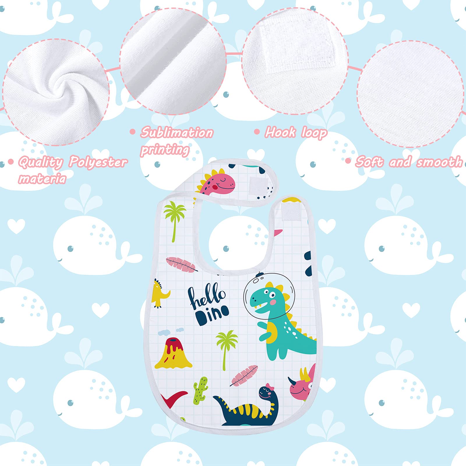 SATINIOR 20 Pcs Sublimation Blank Baby Bibs Bandana Drooling Teething Bibs, One Size, White