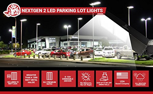 480vac - 40,000 Lumen NextGen II Series 300 Watt Parking Lot Light – Slip Fit Mount - with Photocell– 5000k - Black Housing - 480 Volt