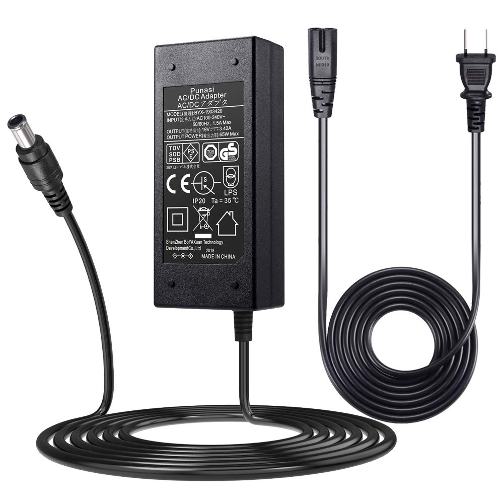19V AC Adapter for LG Monitor 65W Power Supply Fits for LG 19" 20" 22" 23" 24" 27" LED LCD HD TV Widescreen Flatron IPS236V IPS236-PN LG 24MP48HQ 25UM58-P 27GL83A-B Charger Cord Replacement