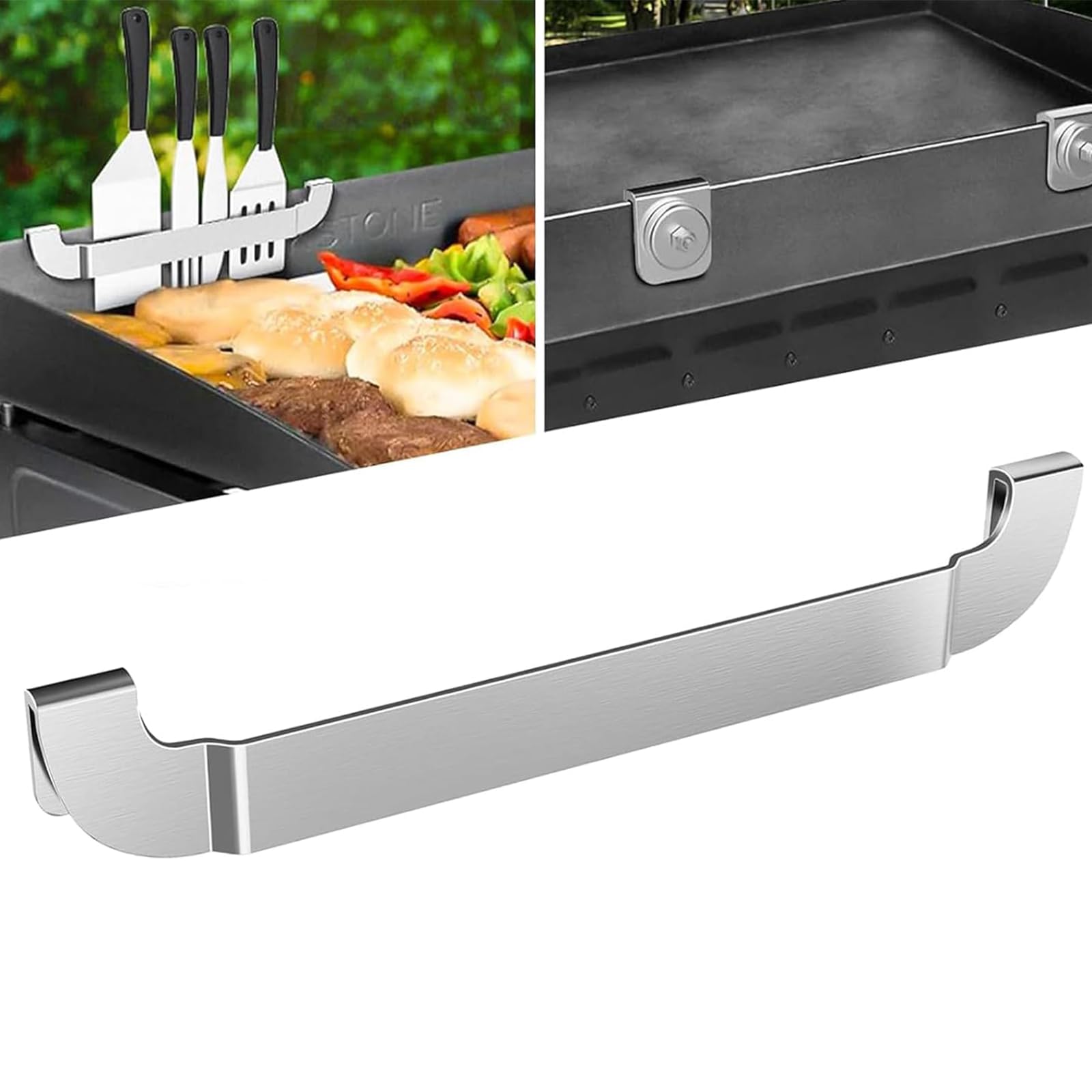 10 Inch Griddle Spatula Holder, Stainless Steel Grill Barbecue Tool Rack Curved Design, Griddle Accessories for Blackstone Flat Top Griddle and Other Grill Griddles (1 Pcs)