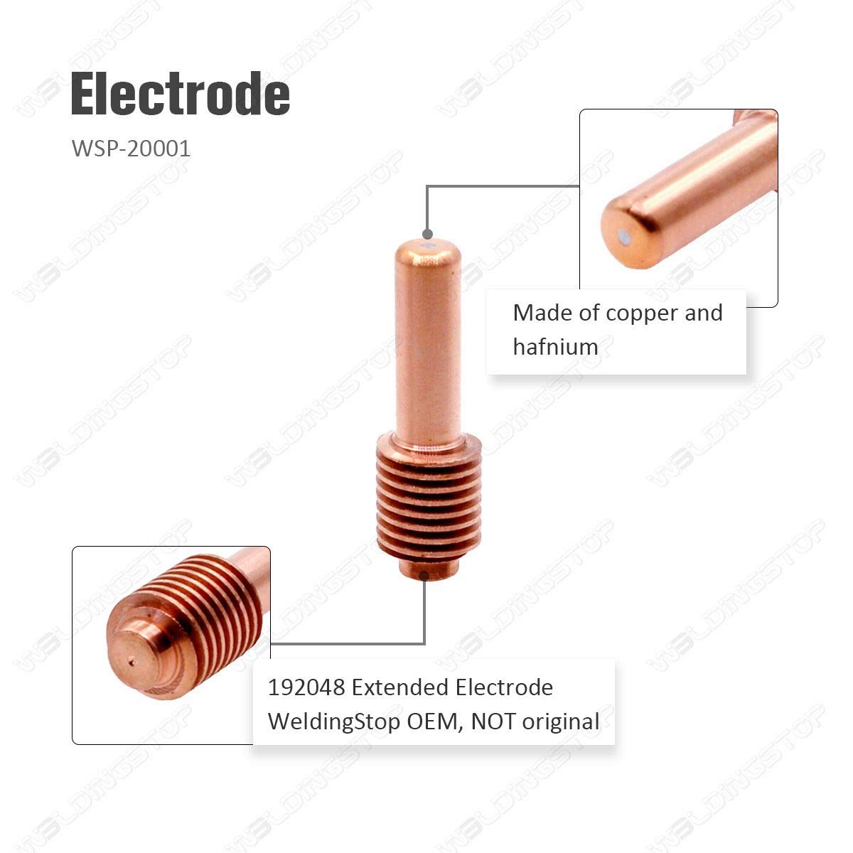 192048 Plasma Extended/Long Electrode fit Miller ICE-40T / ICE-40C / ICE-55C Torch Consumables PK-10