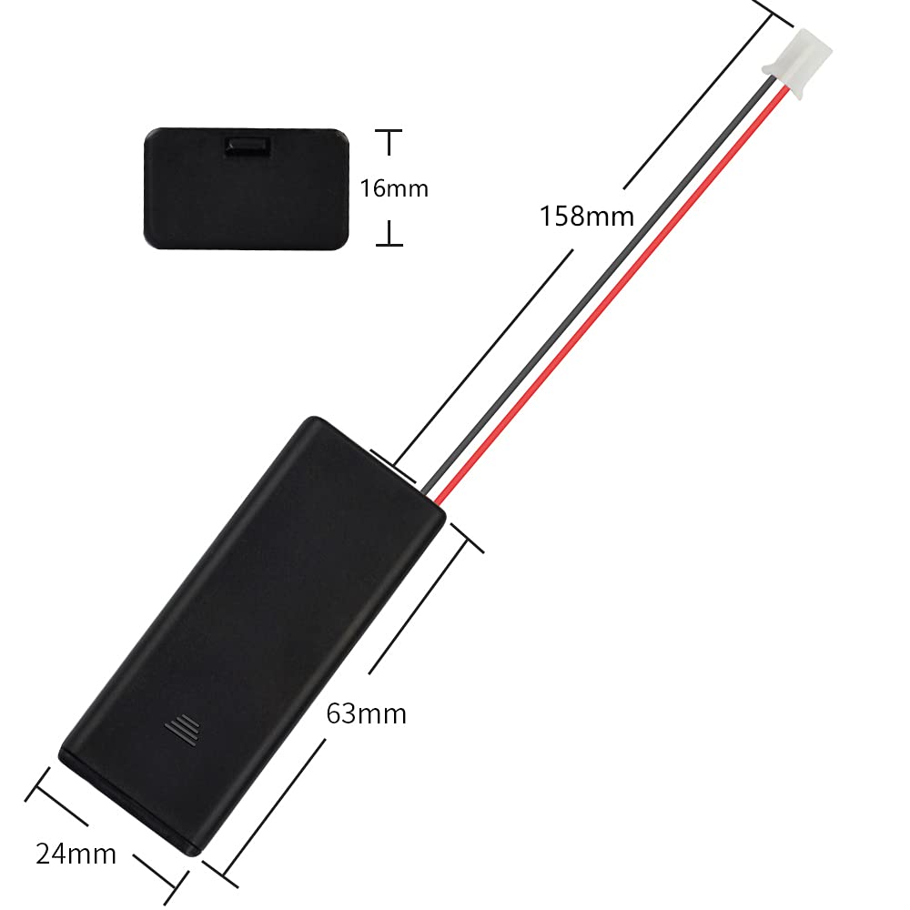 NC 6PCS for Microbit 3V AAA Battery Holder Case Cover Storage Box with ON/Off Switch PH2.0 JST Connector Male 5.5inch Cable Wire Leads for BBC Micro:bit