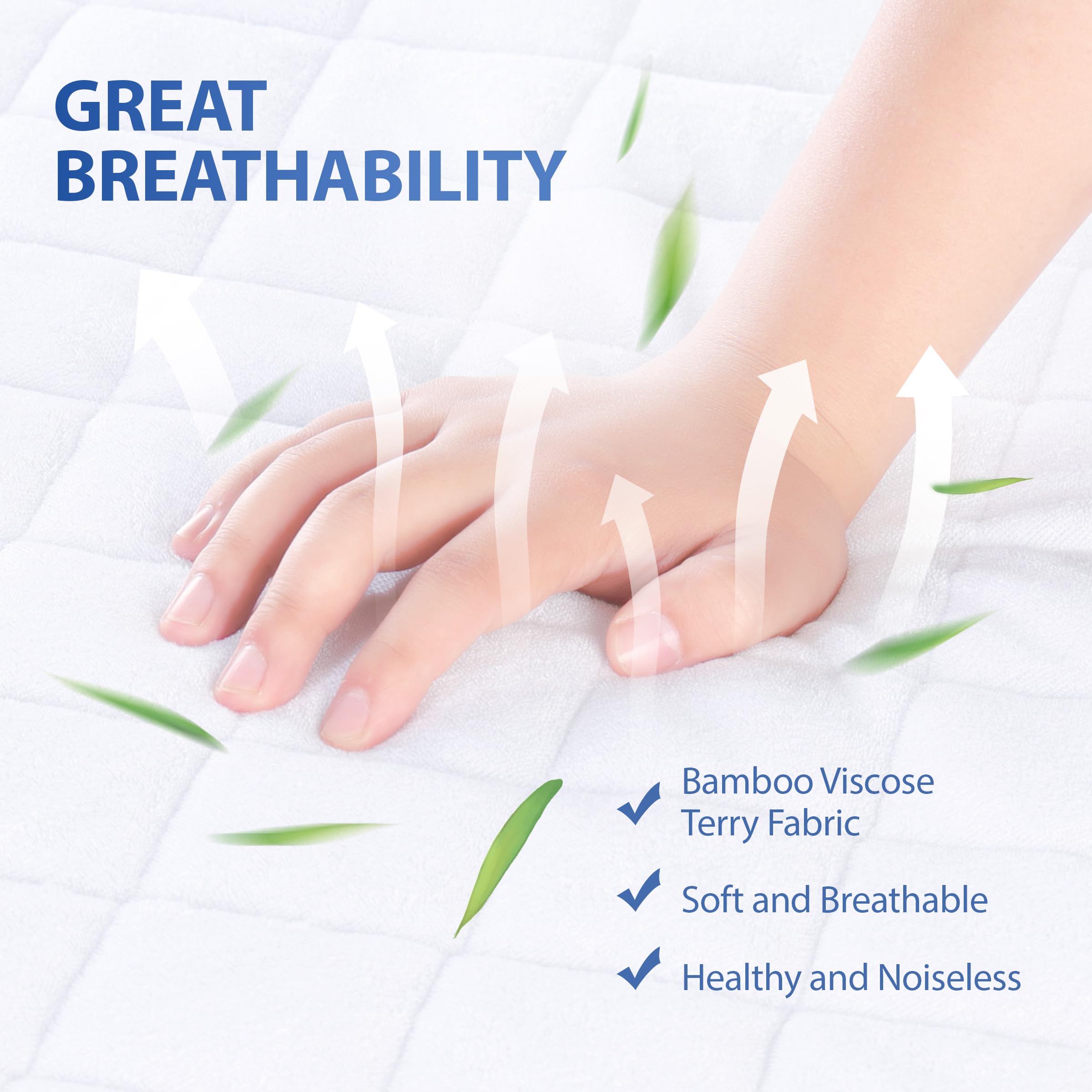 2 Pack Waterproof Crib Mattress Protector, Bamboo Viscose Soft Breathable Quilted Fitted Baby Mattress Cover, Noiseless, Breathable Deep Pocket Toddler Mattress Pad, 28'' x 52''
