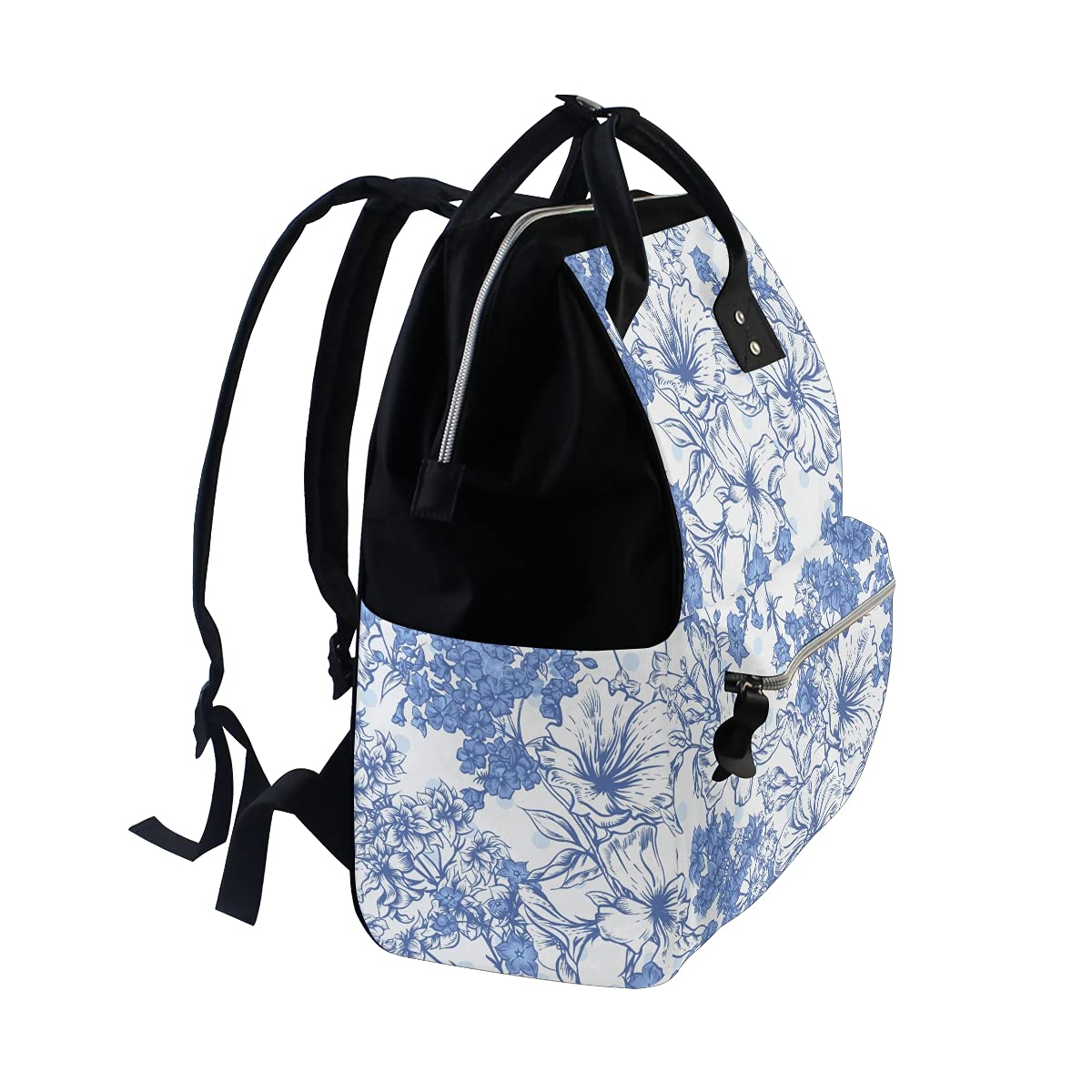 A Seed Backpack Baby Diaper Bag Tote Vintage Flowers Floral Leaves Blue for Mom Dad Father Mother