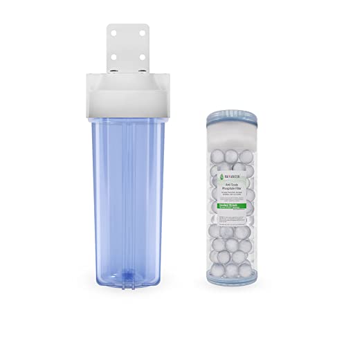 10" 1 Stage Whole House Standard Anti-Scale Water Filter System, Clear Housing w/Phosphate Anti-Scale Water Filter, Good for RV/Well Water/Boiler Water.