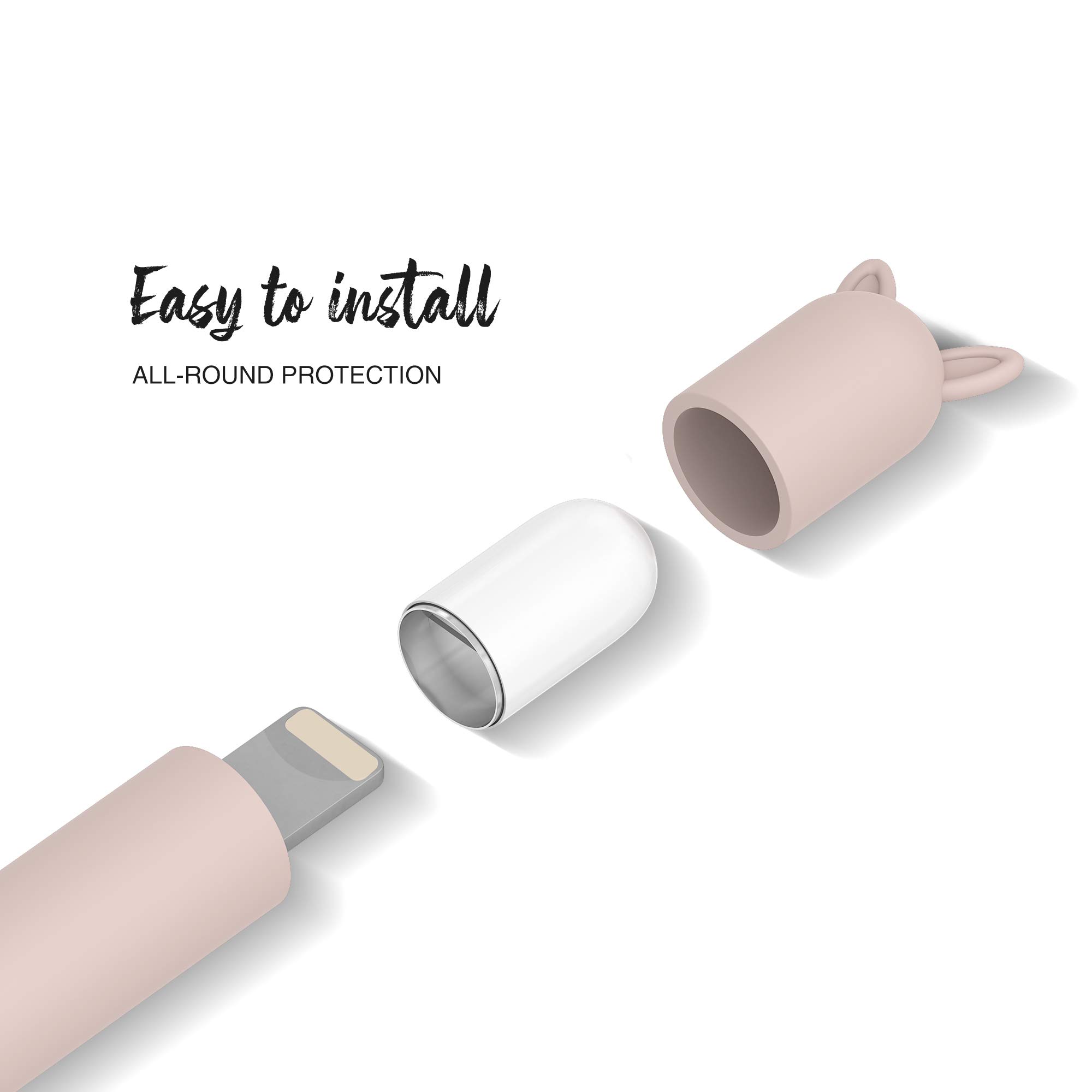2 Pack Cute Case for Apple Pencil 1st Gen for Apple Pencil Accessories Cover , Soft Silicone Sleeve Cover Accessories Compatible for iPad Pro 9.7"/10.5"/12.9" (Pink & Purple)