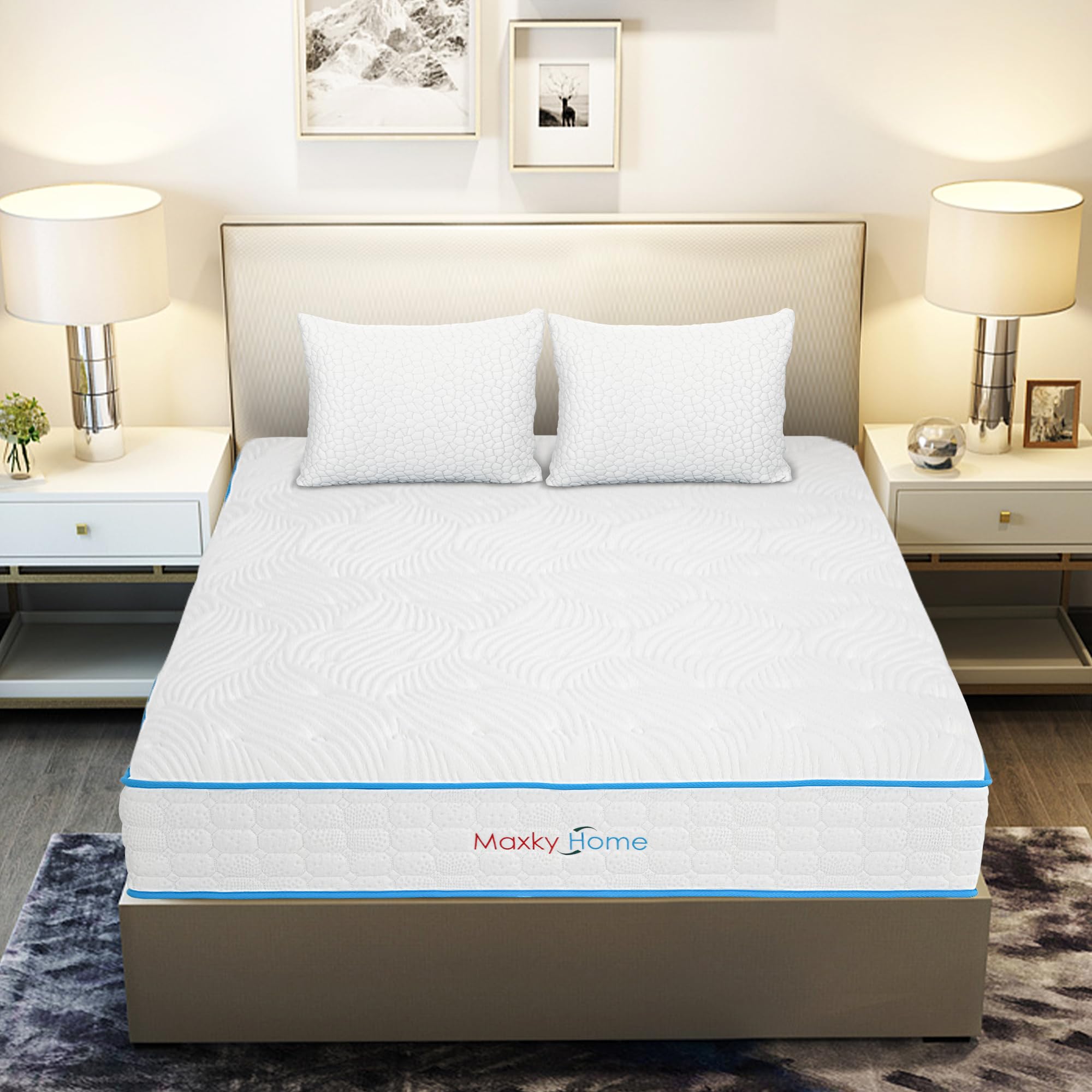 10 Inch Queen Mattress Memory Foam Mattress Queen in a Box, Individually Inner Spring Hybrid Mattresses, Medium Firm, CertiPUR-US