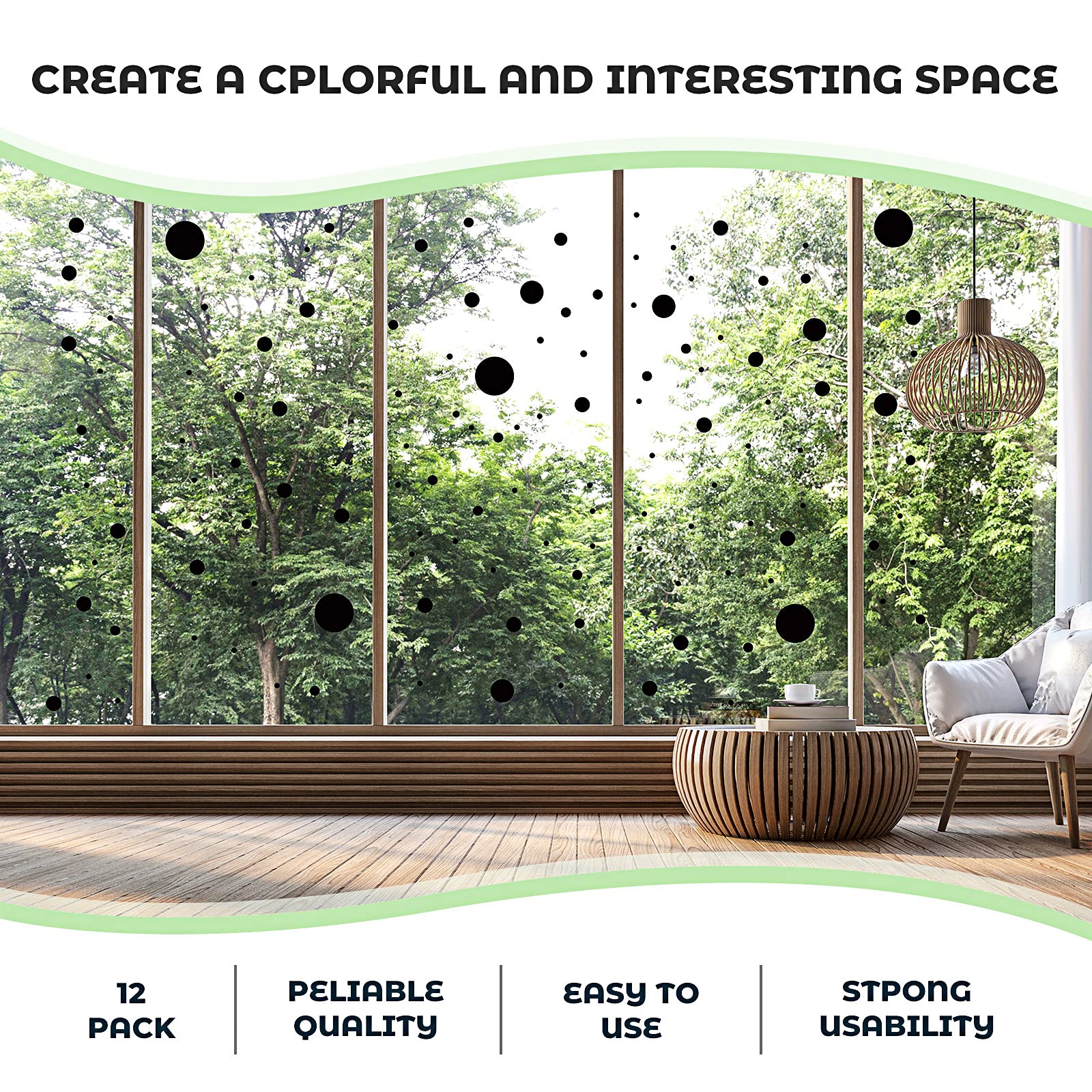 Zonon 264 Pieces Polka Dots Sticker Circle Wall Decal for Bedroom, Playroom Decor Removable Vinyl Stickers Dots Wall Decals(Black)