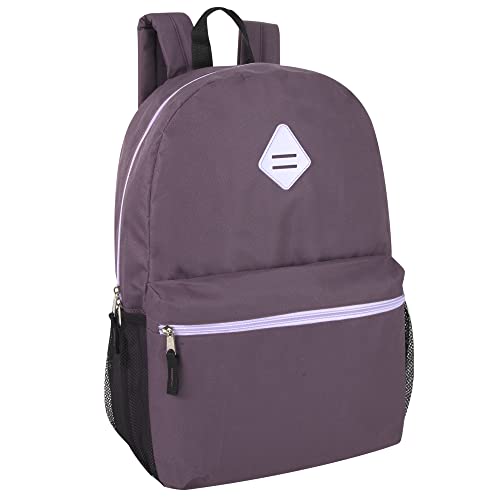 19 Inch School Backpacks with Mesh Side Pockets ā Basic Large Solid Color Backpacks for Kids, Men, Women, Travel (Purple/Lilac)