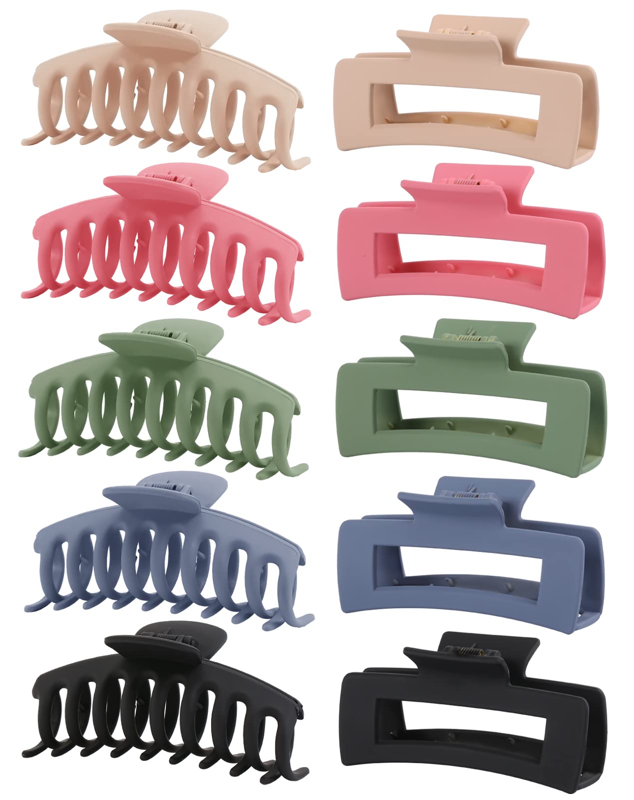 10 Pack Large 4.1" Matte Claw Clips for Women, Hair Styling Accessories for Thick Hair