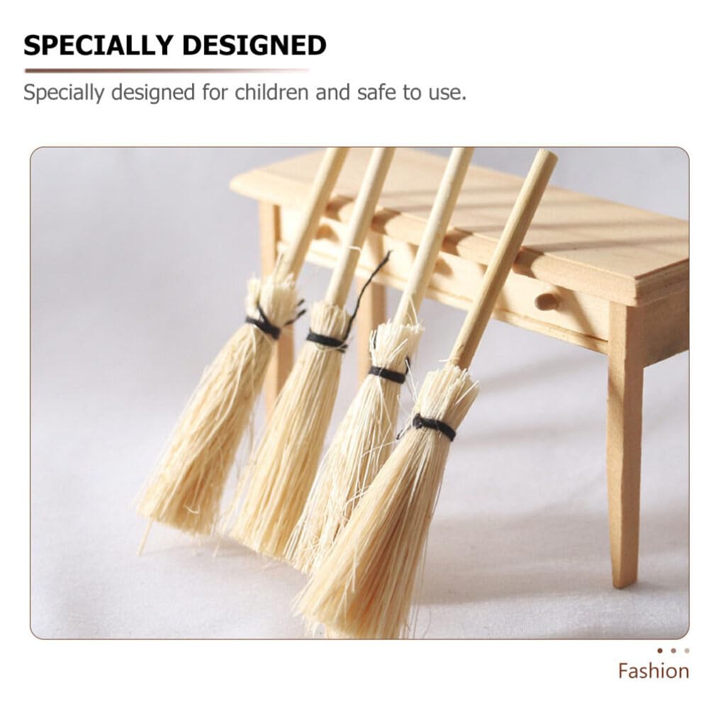 10Pcs Mini Broom Straw Craft Decoration Miniature Witch Broom Decoration Dollhouse Mini Room Scenery Accessory