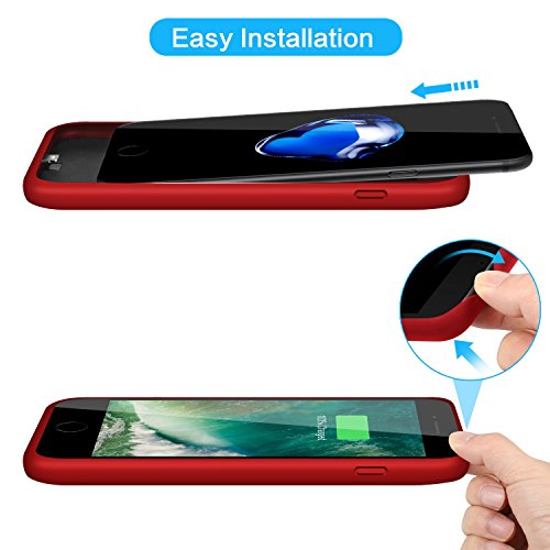 Battery Case for iPhone 8/7/6s/6/SE(2020),[6000mAh] Protective Portable Charging Case Rechargeable Charger Case Extended Battery Pack for Apple iPhone 8/7/6s/6/SE(2020) (4.7inch)-Red