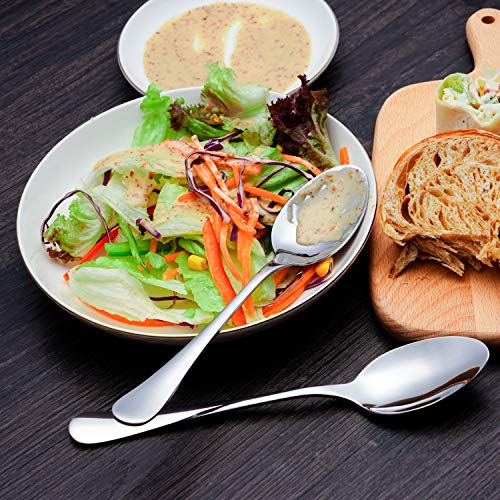 12 Pcs Dinner Spoon Set,Premium Food Grade Stainless Steel Spoons,Durable Metal Spoons,Tablespoon,Spoons Silverware Only,Mirror Finish & Dishwasher Safe,Use for Home,Kitchen and Restaurant - 7.3 inch