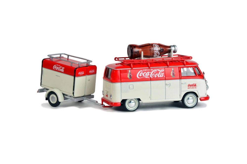 1960 Volkswagen T1 Kombi Van with Trailer, Coca-Cola - Motorcity Classics 443060 - 1/43 Scale Diecast Model Toy Car