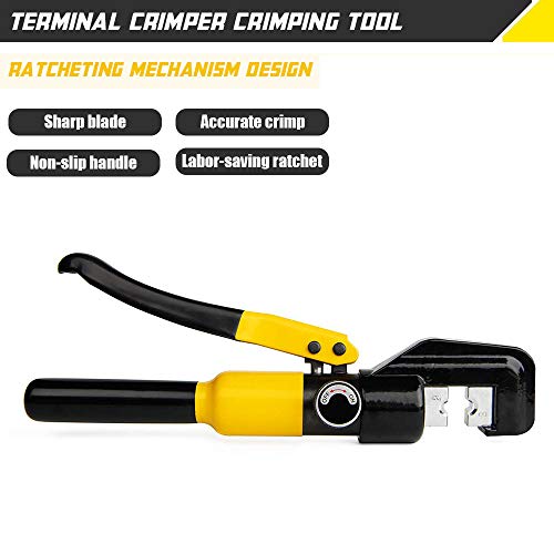 10 Ton Hydraulic Hand Crimper Tool Set for Stainless Steel Cable Railing Fittings, Crimps 1/8" to 3/16", Cable Crimping Tool with 9 Pairs of Dies