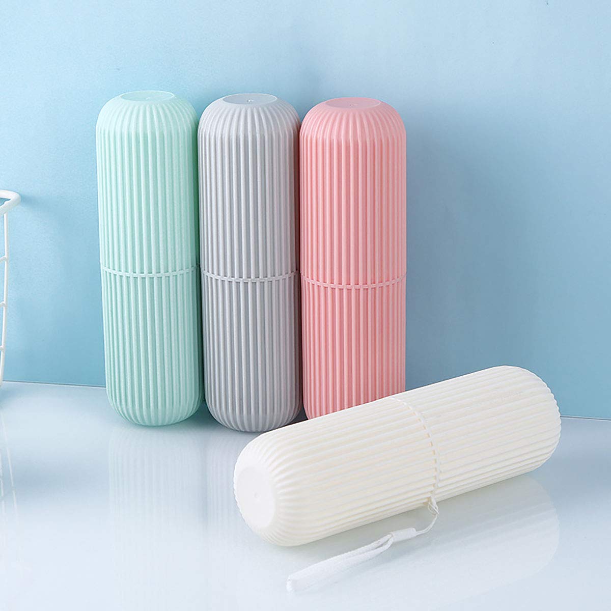 1Pcs Travel Toothbrush Holder, Multifunction Wash Cup for Business Trips, Portable Lightweight Toothbrush Holder Cup, 4 Colors Available. (Pink)
