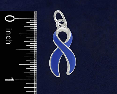 10 Pack Dark Blue Ribbon Awareness Charms – Dark Blue Ribbon Shaped Charms for Colon Cancer, Child Abuse, Rectal Caner & Huntington’s Disease Awareness
