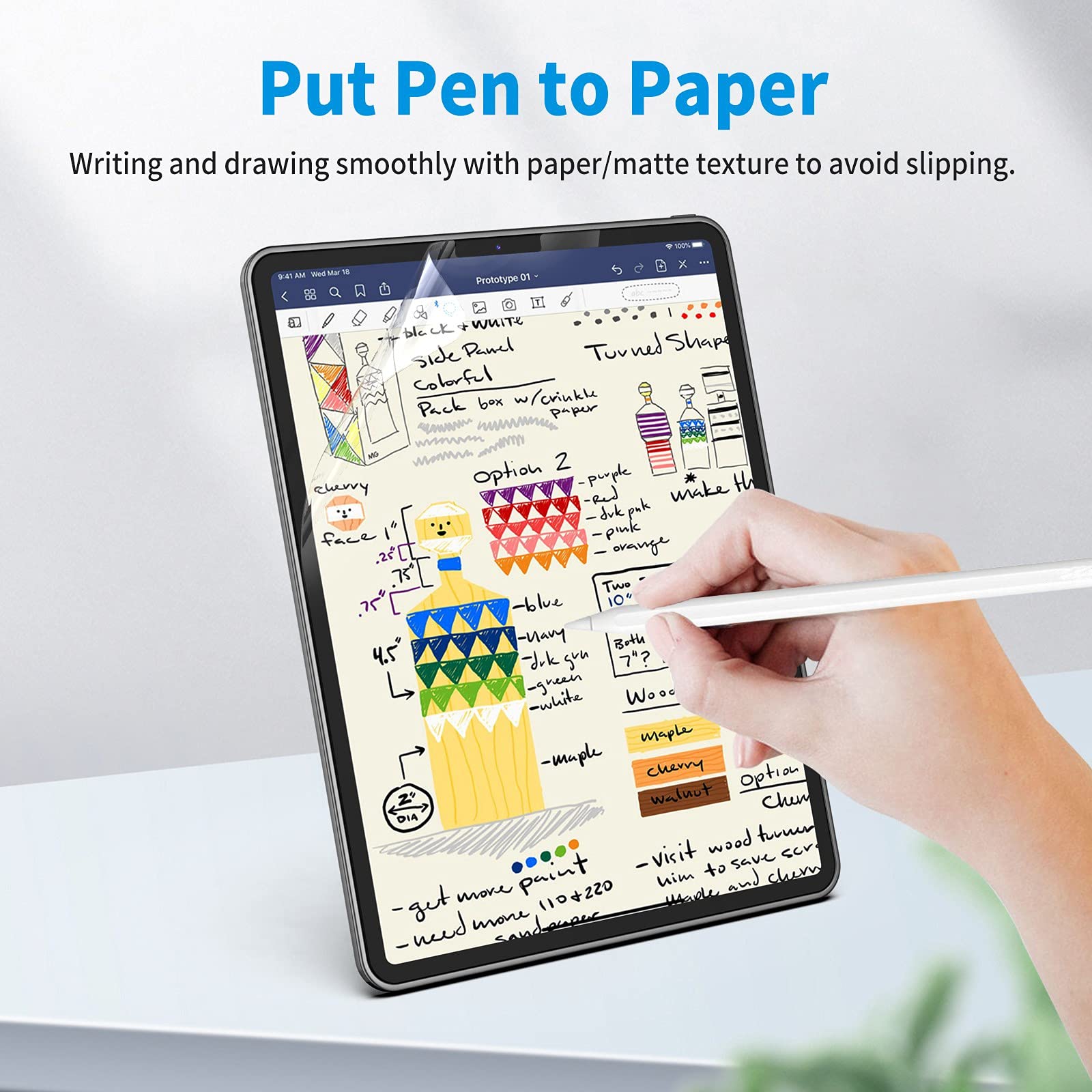 2 PACK Paper Screen Protector for iPad Air 5th/4th Generation, iPad Pro 11 inch (2022/2021/2020/2018), Matte PET Film for iPad Air 5/4(10.9"), Write and Draw Like on Paper, Anti-Glare Screen Protector