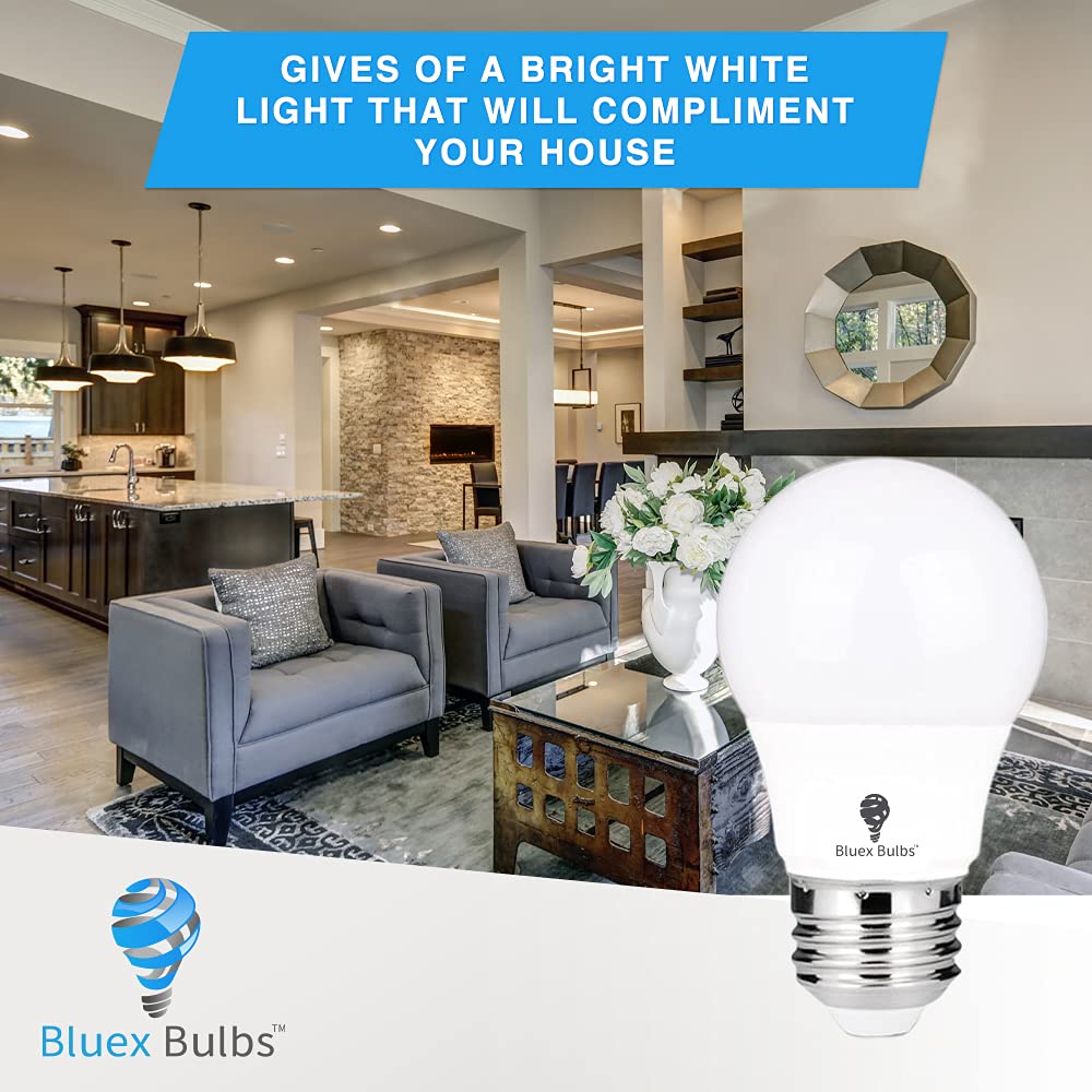 10 Pack A15 LED Bulb 8W=60W Dimmable 5000K Cool White 800 Lumens E26 Base Small Light Bulb - A15 LED Ceiling Fan Light Bulbs Appliance Refrigerator Light Bulb for Bedroom, Kitchen, A15 LED Light Bulb