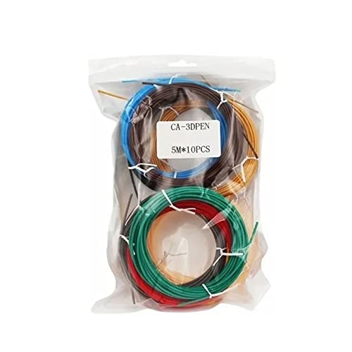 10 Colors 1.75mm PCL 3D Printer Filament Refills Low Heating for 3D Printer Pen 16.4ft Per Color