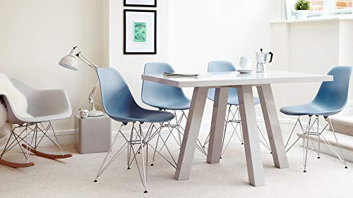 2xHome Eiffel Wire Legs and Armless Seat for Dining Room Blue Plastic Side Chair with Chrome Plated
