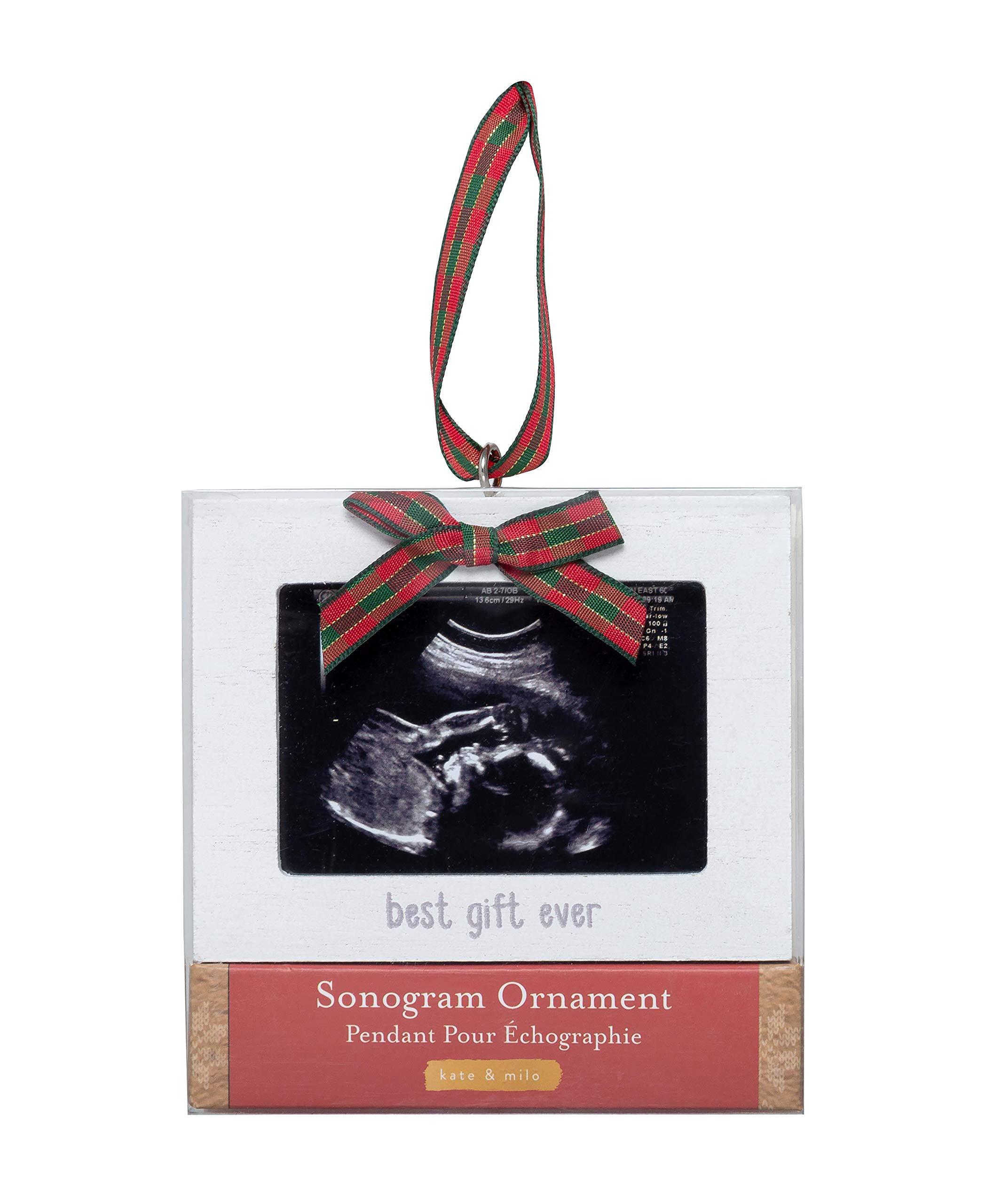 Kate & Milo Rustic Sonogram Christmas Tree Ornament, Baby Announcement Ornament, Ultrasound Picture Holiday Ornament, Baby's First Christmas, New and Expecting Parents Gift