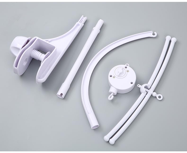 26inch White Baby Crib Mobile Music Box Bed Bell Toy Holder Arm Bracket Nut Screw Music Box Holder Set Parts for Baby Bed Perambulator (Without Dolls)