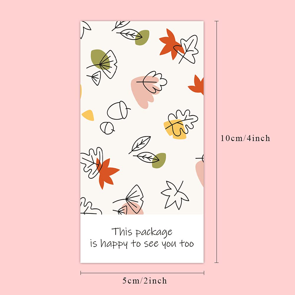 100PCS Box Seal Stickers, Rectangle Leaf Pattern Bag Package Labels, Decorative Baking Sealing Decals for Business Letter Envelope Seal Gift Packaging Customer Mailer Box Retail Bag (Leaf Sticker 2)