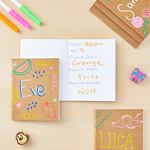 24 Pack Blank Journals Bulk Set, Small Kraft Paper Notebooks, Sketchbooks for Kids, Students to Write Stories (4x6 in)