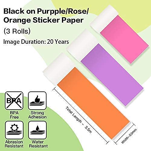 Phomemo M02 Mini Printer- Bluetooth Thermal Photo Printer with 3 Rolls Colorful Sticker Paper, Compatible with iOS + Android for Plan Journal, Study Notes, Art Creation, Work, Gift,White