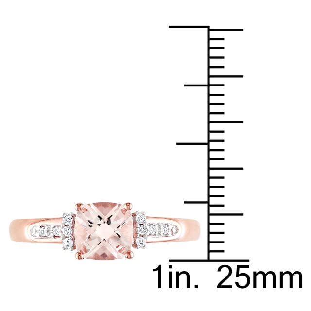 1.60 Carat Cushion Shape Simulated Pink Morganite and White Cubic Zirconia Solitaire Wedding Engagement Ring In 14K Rose Gold Plated 925 Sterling Silver Gift for Womens Ring Size-9
