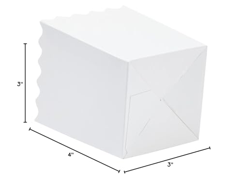100 Pack Mini Popcorn Containers for Party Supplies, Bulk White Treat Boxes with Scalloped Edges for Movie Night Decorations (3 x 4 In)