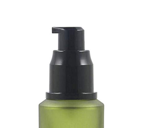 1PCS 60ML/2OZ Empty Refillable Green Frosted Glass Bottles with Pump Vial Cosmetic Dispenser Jars Storage Container Portable Travel Bottle Sample Trial Packing