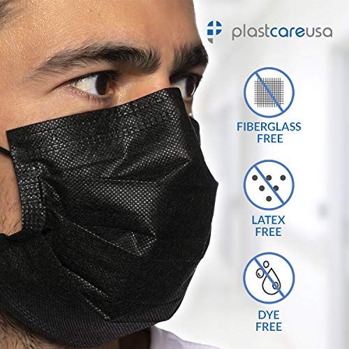 100 ASTM Level 1 Earloop Black 3-Ply Face Masks (2 Boxes of 50) by PlastCare USA