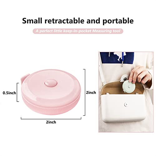 3 Pack Tape Measure Measuring Tape for Body Fabric Sewing Tailor Cloth Knitting Craft Weight LossĀ Measurements Retractable 60-inch 1.5 Meter, Small Push Button Dual Sided Tape Measure Body Measuring