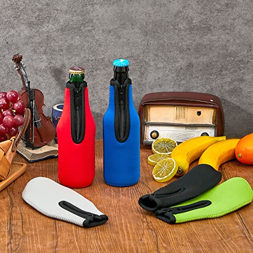 24 Pcs Beer Bottle Sleeves Bottle Insulators Can Cooler Sleeves Neoprene Zip up Can Covers Multicolor Thick Bottles Sleeves with Stitched Fabric Edges Enclosed Bottom for Summer Parties