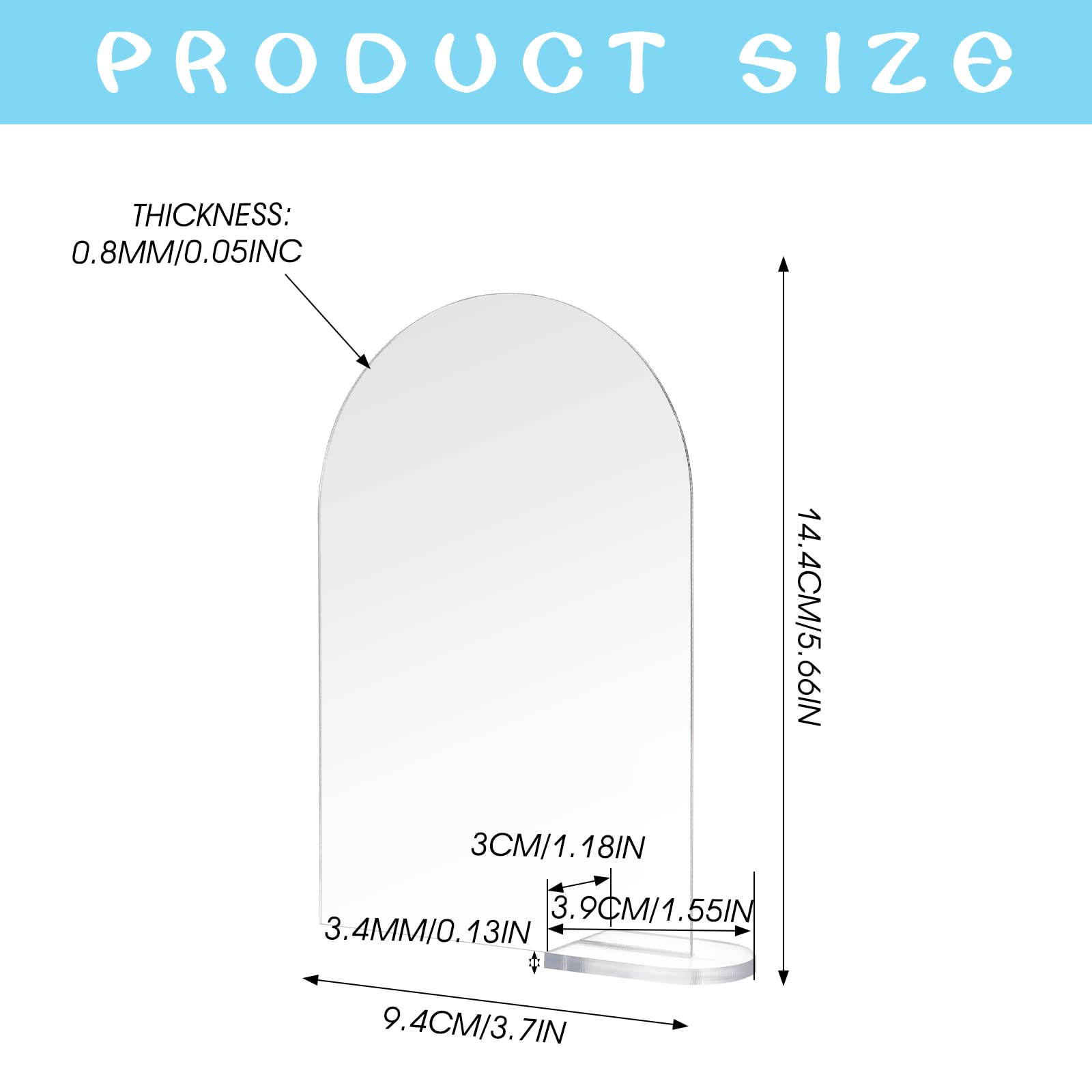 10 Sets Arch Acrylic Table Sign Clear Acrylic Table Numbers DIY Blank Acrylic Sign with Stand Arched Table Signs for Wedding Meetings Events Restaurant Office