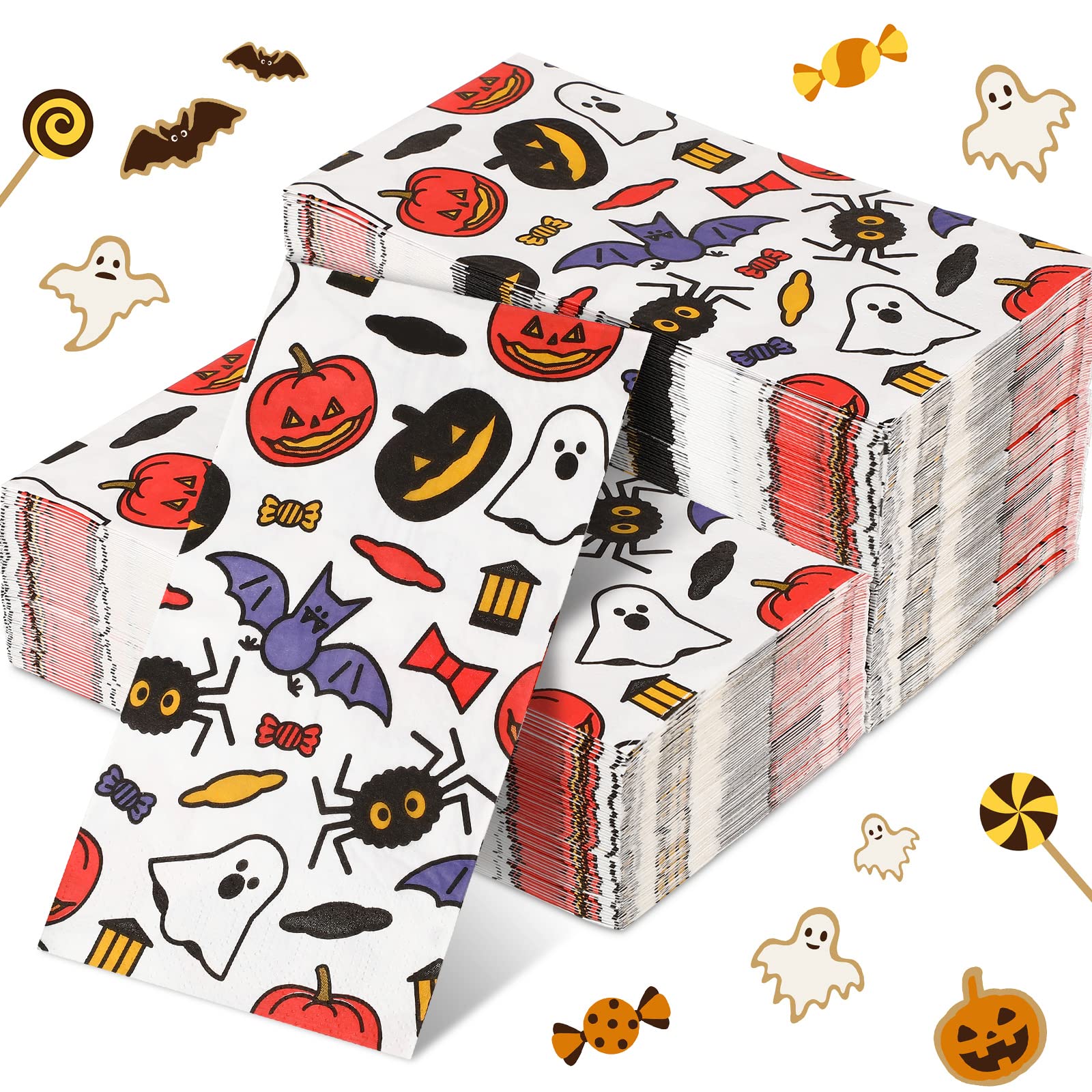 100 Pcs Halloween Napkins Paper Halloween Guest Napkins Christmas Napkins Paper Christmas Guest Napkins Halloween Christmas Napkins Disposable Cocktail Napkins Paper for Party Bathroom