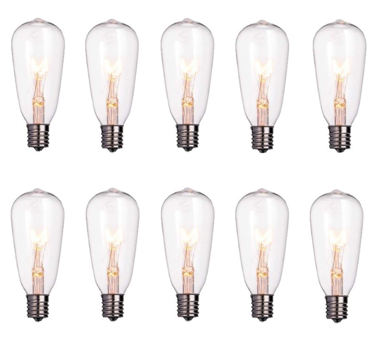 ‎10 Pack Edison Light Bulbs Replacement, 7-Watt C9/E17 Intermediate Screw Base ST40 Clear Glass Light Bulbs, ST40 Vintage Replacement Light Bulbs for Indoor Outdoor Patio String Lights